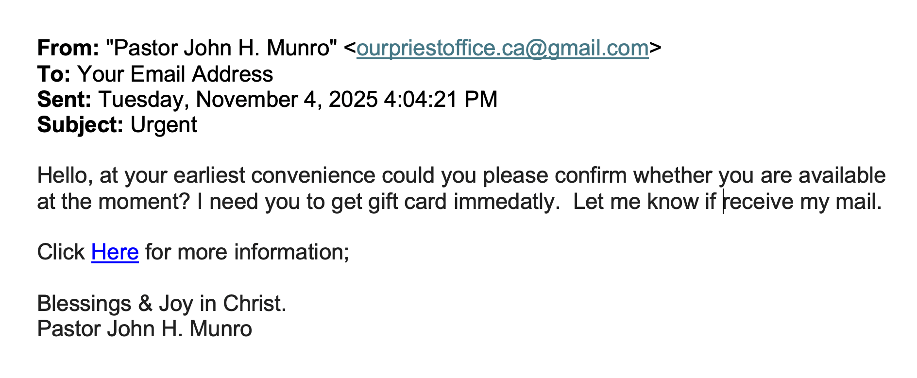 Is that email real? - Calvary Church